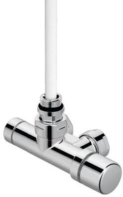 Zehnder - Rohová armatura 1-bodová SET K, 1/2, s regulační hlavicí vpravo, přívod vlevo, rozteč 50 mm, bílá 839011