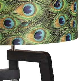 Stojací lampa stativ černá s odstínem páv design 50 cm - Puros