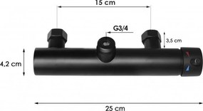 Erga Erga, nástěnná sprchová baterie s horním 3/4" připojením sprchového sloupu, černá matná, ERG-YKA-BW.FL-BLK