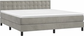 Box spring postel s matrací a LED světle šedá 160x200 cm samet 3134651