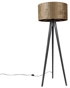 Stojací lampa stativ černý s hnědým stínidlem 50 cm - Tripod Classic