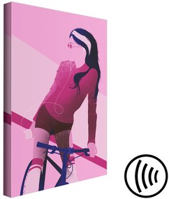 Obraz Sportovní kolo (1-dílný) - Silueta ženy na růžovém pozadí