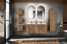 Závěsná koupelnová skříňka Casad černá/dub wotan