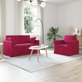 Set pohovek 2 ks Víno Červené samet 3407512