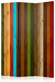 Paraván Wooden rainbow Dekorhome 135x172 cm (3-dílný)