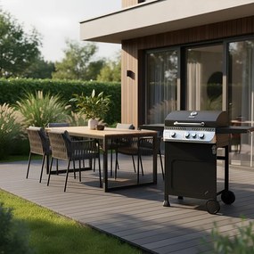 Velaco Plynový BBQ gril s boční plotýnkou, poličkou a krycí plachtou - APOLLO-B, 3+1 hořák