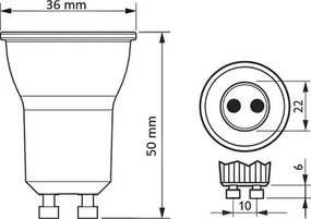 Philips LED žárovka GU10 3,5W teplá bílá / Bodová žárovka / 36° / 2700