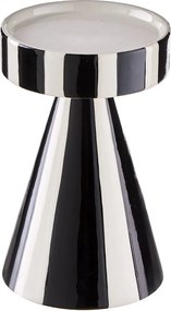 STRIPES Svícen na sloupovou svíčku 15 cm - černá/bílá