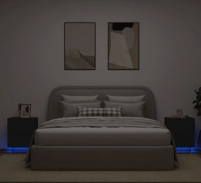 vidaXL Noční stolky s LED osvětlením 2 ks kompozitní dřevo [836740] Barva: Černá