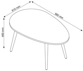Oválný konferenční stolek Porto, bílý