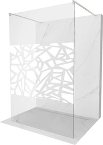 Mexen Kioto, sprchová zástěna Walk-In 110 x 200 cm, 8mm čiré sklo bílý vzor, ​​broušená ocel profil, 800-110-002-97-85