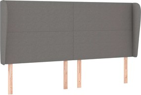 Čelo postele typu ušák tmavě šedé 203x23x118/128 cm textil 3117699