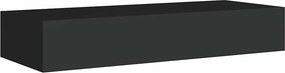 Nástěnné police se zásuvkou 2 ks černé 60 x 23,5 x 10 cm MDF 330258