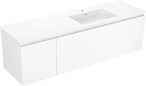 Mexen Orio, koupelnová skříňka 160 cm s pravým umyvadlem Otis, 1S, 1D, bílá matná, 91A13-16047-3-BBFF01-W18P01