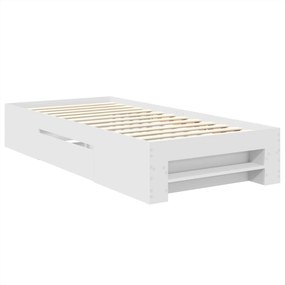 Rám postele s čelo Bílá 90 x 200 cm Kompozitní dřevo 3408802