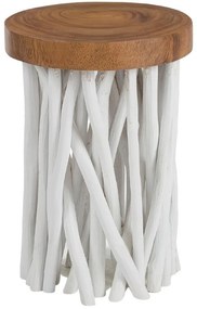 OnaDnes -20% Hnědý mungurový odkládací stolek Kave Home Drom 35 cm s bílou podnoží