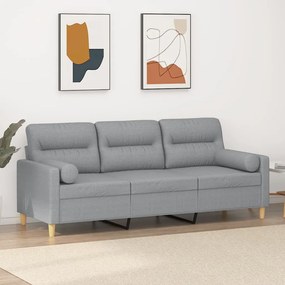 3místná pohovka s polštáři světle šedá 180 cm textil 3200829