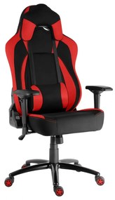 Herní židle IRON XL — látka, černá / červená, nosnost 130 kg