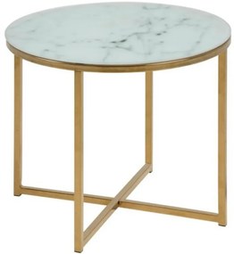 OnaDnes -20% Scandi Bílý mramorový konferenční stolek Venice 50 cm se zlatou podnoží