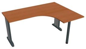 Stůl ergo oblouk levý 160×120 cm - Hobis Flex FE 60 L Dekor stolové desky: třešeň, Barva nohou: černá