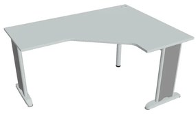 Stůl ergo lomený levý 160×120 cm - Hobis Flex FEV 60 L Dekor stolové desky: šedá, Barva nohou: Stříbrná