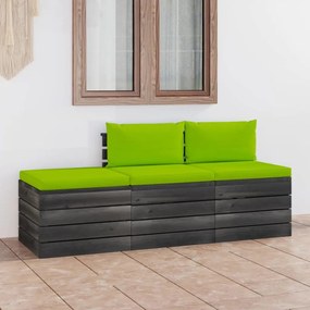vidaXL 3dílná zahradní sedací souprava z palet + podušky borové dřevo [3061758] Barva: Hnědá