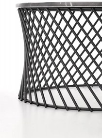 Konferenční stolek- MINERWA- Deska - šedý mramor/Rám - černý