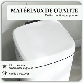 HOMCOM 20L Pěnový Odpadkový Koš z Nerezové Oceli s Tichým Víkem, Kompaktní, Odnímatelný Vnitřní Kbelík, 28L x 35Š x 45V cm, Bílý