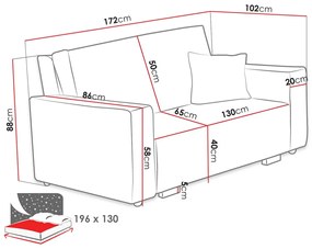 Rozkládací pohovka s úložným prostorem CHIAKY 2 - tyrkysová