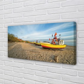 Obrazy na plátně Gdańsk Beach lodě sea 140x70 cm