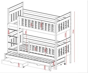 Legno Dětská patrová postel Katka šedá Rozměr (cm): 80x160