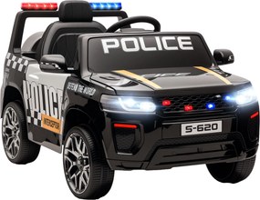 AIYAPLAY policejní elektrické dětské auto s dálkovým ovládáním, pohon na dvě kola, siréna, 4-kolová odpružení a světla, černé