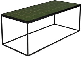 OnaDnes -20% Zelený kovový konferenční stolek ZUIVER GLAZED s keramickým obkladem 93x43 cm