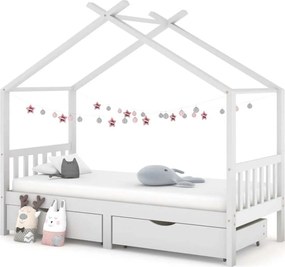 vidaXL Rám dětské postele se zásuvkami masivní borovice 90x200 cm [322153] Barva: Bílá