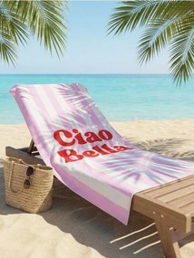 Sinsay - Pruhovaný ručník s nápisem „Ciao Bella“ - růžová