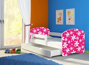 Dětská postel - Růžová sedmikráska 2 180x80 cm + šuplík bílá