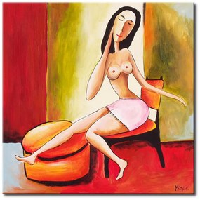 Obraz Erotika (1dílný) - akvarel s jemným obrysem ženské siluety