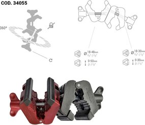 Piher -  dvojitá svěrka s volným otočením o  360°