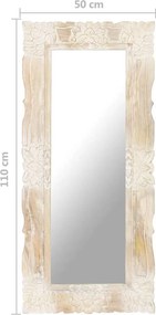 Zrcadlo bílé 110 x 50 cm masivní mangovníkové dřevo 321634