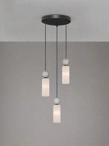 Matně černé kamenné závěsné svítidlo se skleněným stínidlem ø 25 cm Filomena – Nova Luce