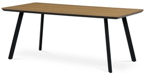 Jídelní stůl HT-533 OAK 180x90 cm, MDF deska, dýha dub, kov černý lak mat