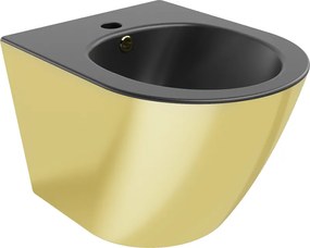 Mexen Lena, závěsný bidet 480x370x325 mm, černá matná - zlatá, 35224877