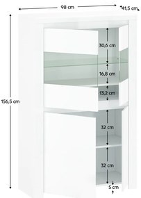Kondela Vitrína 2D2W, bílý lesk, LINDY