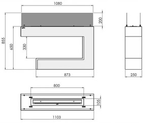 InFire - BIO krb 110x85,5 cm 3kW bílá