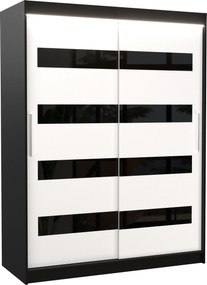 ADRK Furniture Posuvná skříň s lacobelem a LED osvětlením MARTINEZ 150 ADRK-SW-MAR-BWBL-150-L