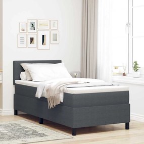 Postel s boxspringem s čelo Tmavě šedá a bílá 100 x 200 cm 3337500