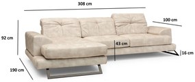 Designová rohová sedačka Heimana 308 cm béžová - levá