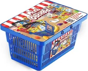 RAPPA Nákupní košík Mini obchod modrý / Hračka / Hra na obchod / 10 ks