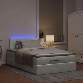 Osmanská postel s matrací &amp; LED světle šedá 120x190cm samet 3312536