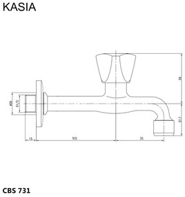 Mereo Kasia nástěnný kohoutek 1/2 mosaz chrom CBS731